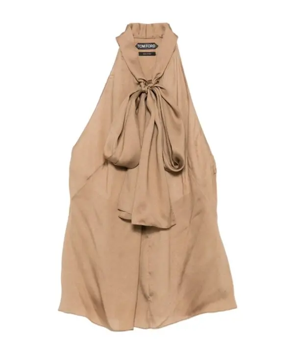 TOM FORD Sleeveless Bow Detail Open Back Cover-up - Nude