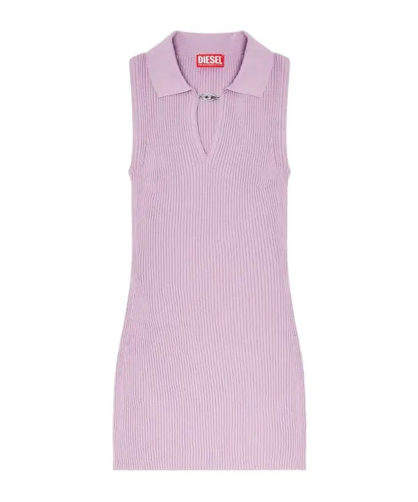 DIESEL® Silk-blend Rib Knit Short Dress - Pink