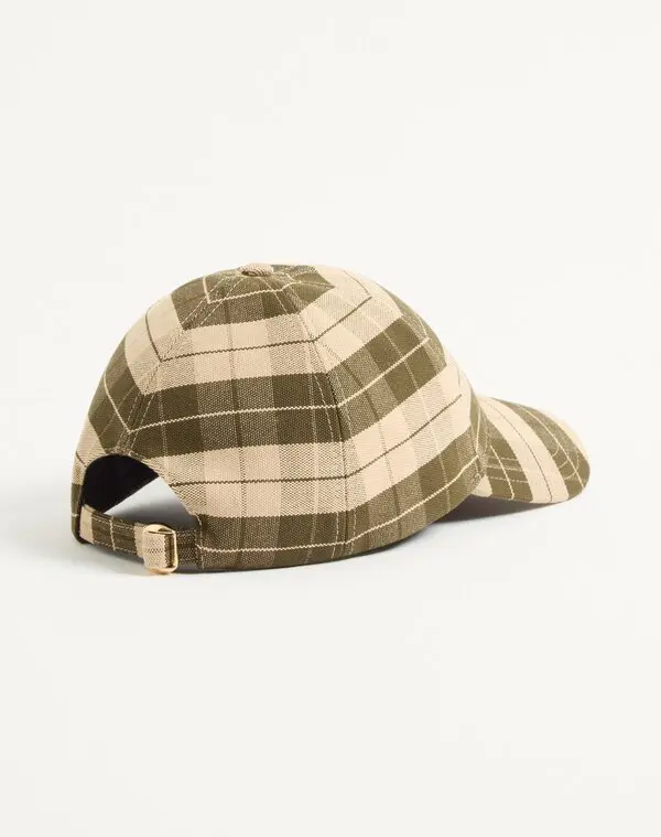 Valentino Garavani Vlogo Signature Baseball Cap In Check Fabric