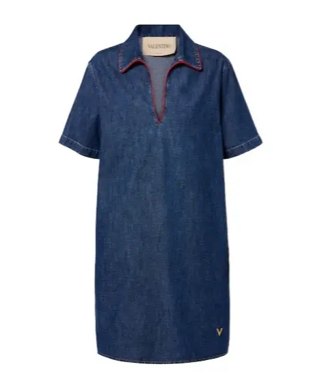 Valentino Garavani Vgold Denim Midi Dress - Blue