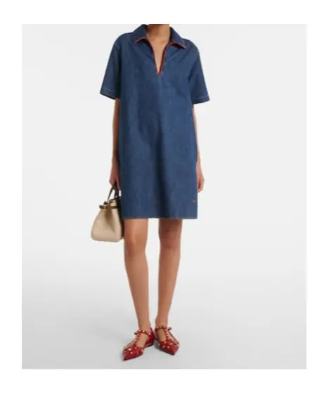 Valentino Garavani Vgold Denim Midi Dress