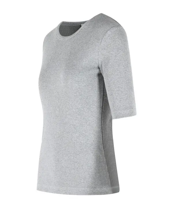 Closed Ribbed Three-quarter Sleeve T-shirt