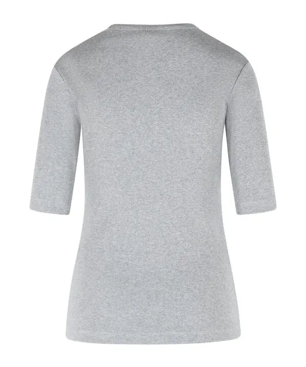Closed Ribbed Three-quarter Sleeve T-shirt