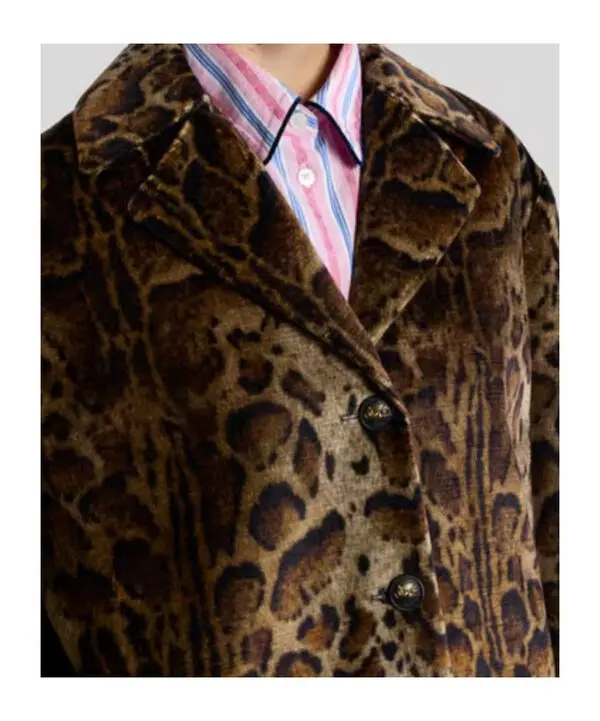 Etro Cropped Velvet Coat With Leopard Motif