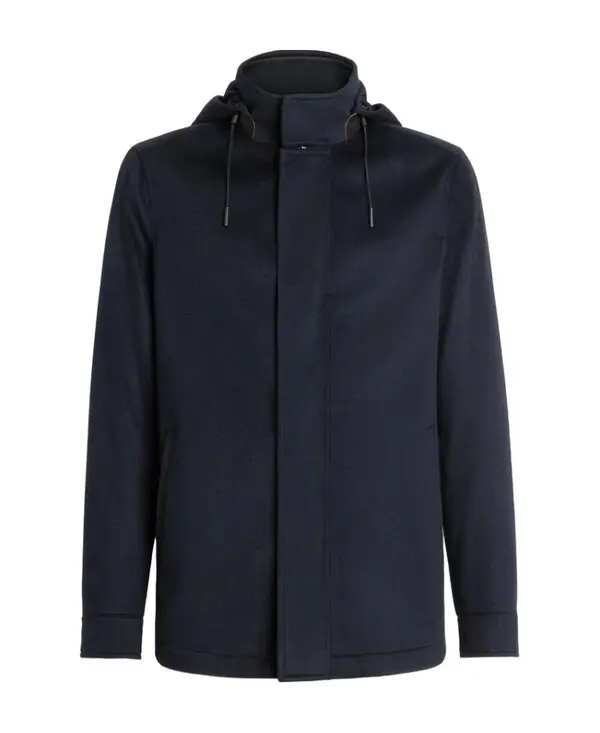 Zegna Drawstring Waist Hooded Jacket - Black