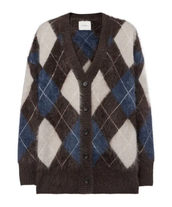 LISA YANG Elaria Argyle Cashmere Cardigan - Black