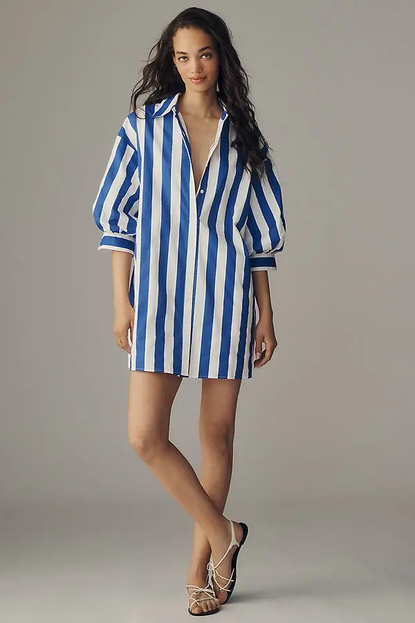 English Factory Striped Shirt Dress