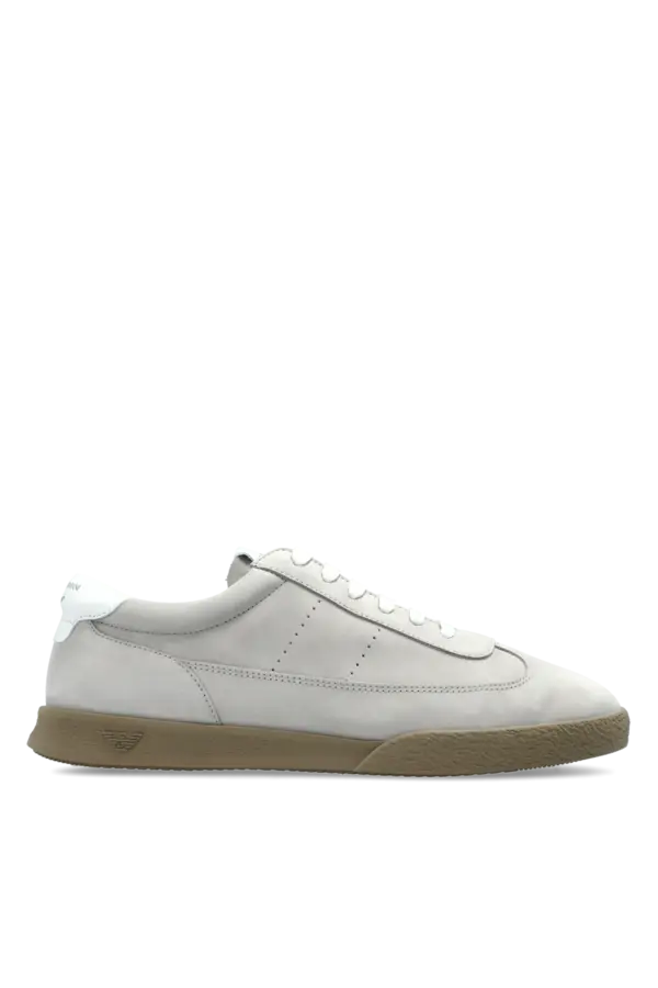 Emporio Armani Suede Low-top Lace-up Sneakers - Grey
