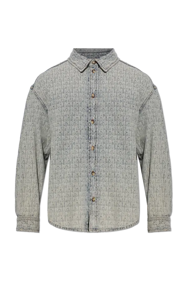 Emporio Armani Denim Shirt With 'vintage' Effect - Blue