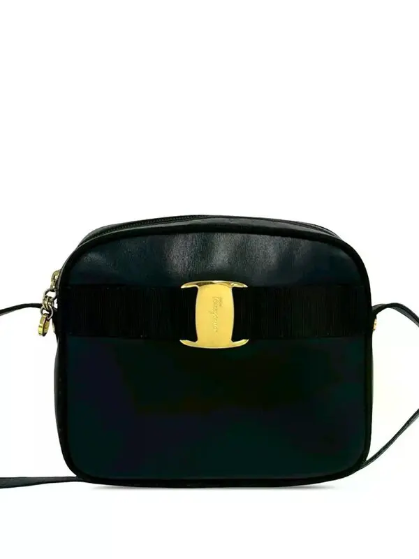 FERRAGAMO Vara Calfskin Crossbody Bag - Black