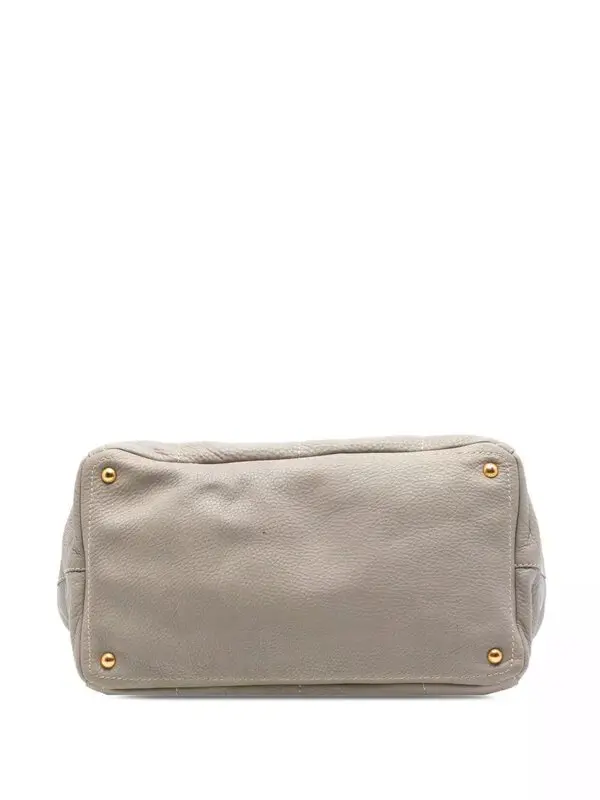 Prada Vitello Daino Canapa Logo Frame Satchel - Grey