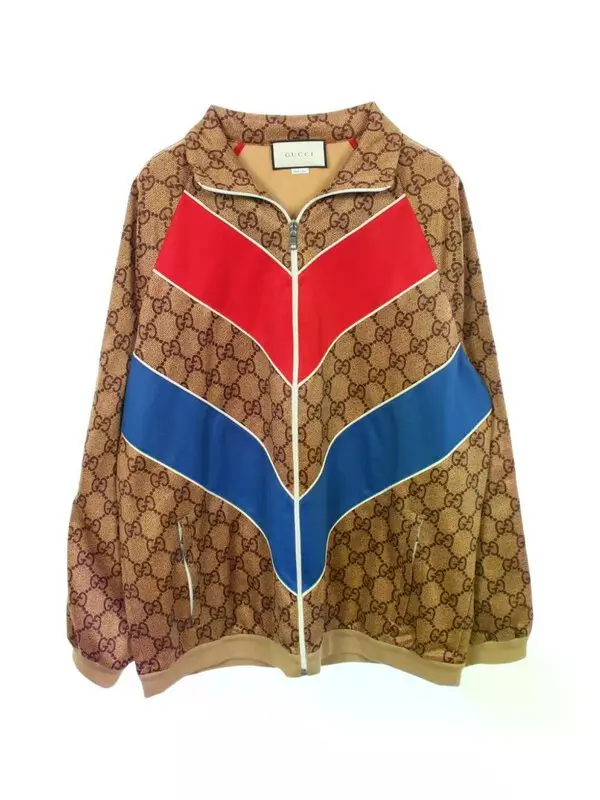 Gucci Gg Print Chevron Zip-up Sweatshirt
