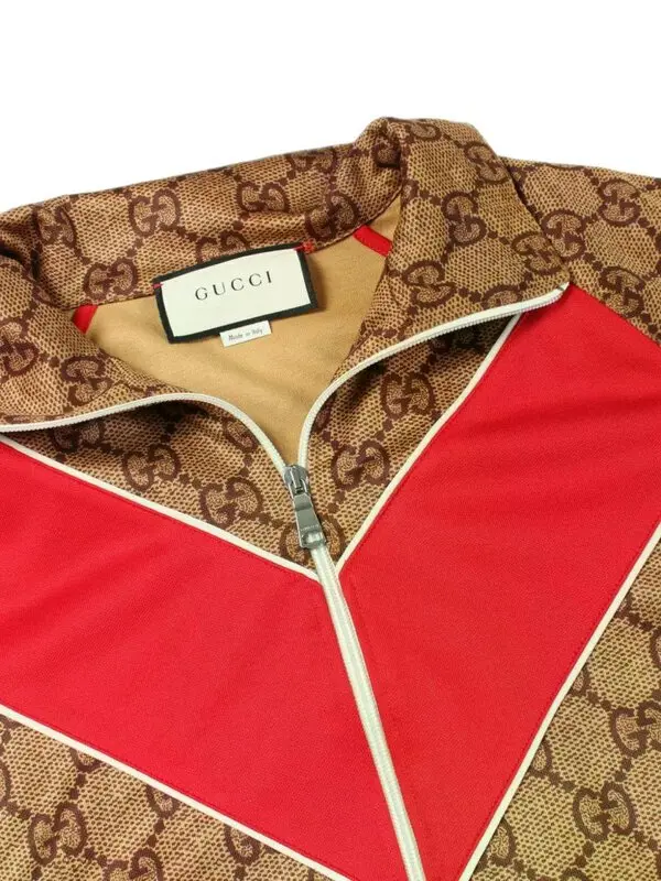 Gucci Gg Print Chevron Zip-up Sweatshirt