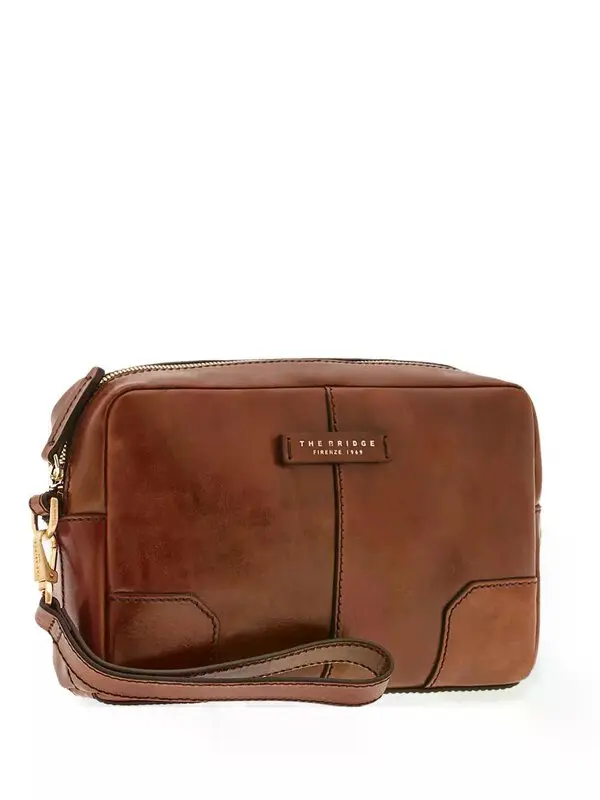 THE BRIDGE Logo-plaque Leather Clutch Bag - Brown