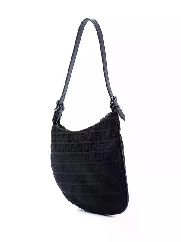 Fendi Zucchino Canvas Oyster Shoulder Bag - Black