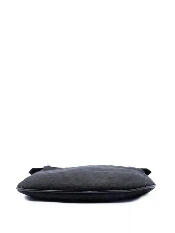 Fendi Zucchino Canvas Oyster Shoulder Bag - Black