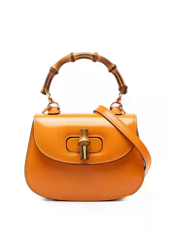 Gucci 1947 Bamboo Top Handle Bag Satchel - Orange