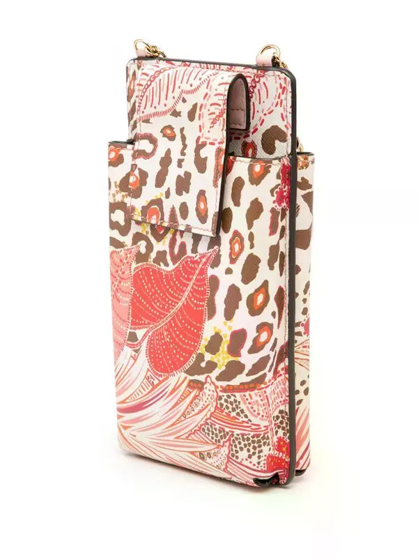 FERRAGAMO 2010-2026 Floral Printed Leather Vara Bow Pouch Phone Case - Pink