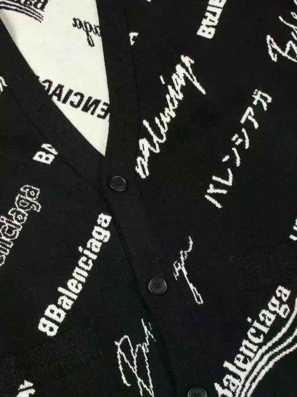 Balenciaga Logo-pattern Knit Cardigan
