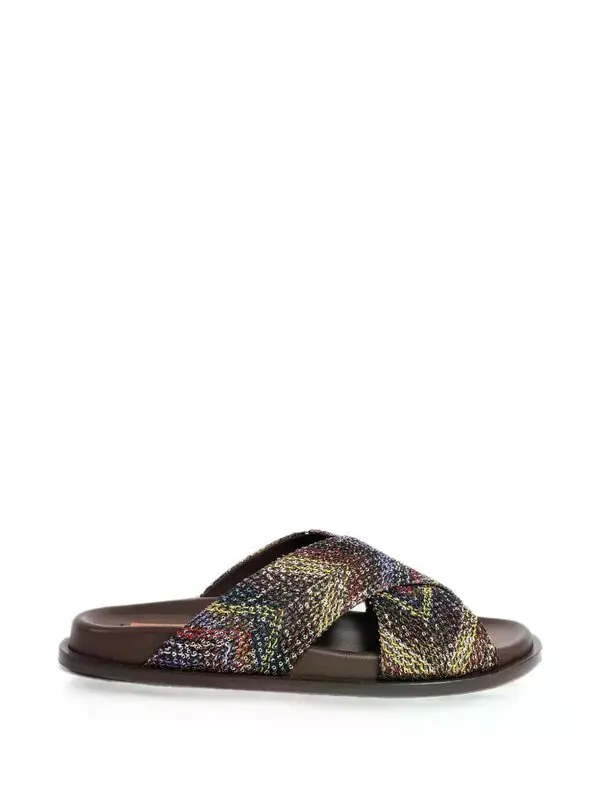 Missoni Zigzag Cross-strap Flat Sandals - Brown