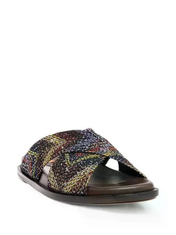 Missoni Zigzag Cross-strap Flat Sandals - Brown
