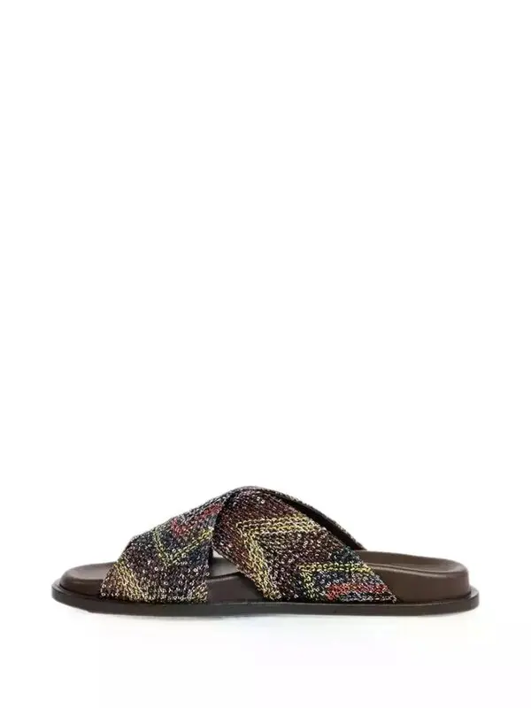 Missoni Zigzag Cross-strap Flat Sandals - Brown