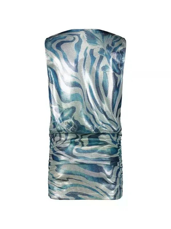 Alberta Ferretti Draped Mini Dress With Abstract Print - Silver