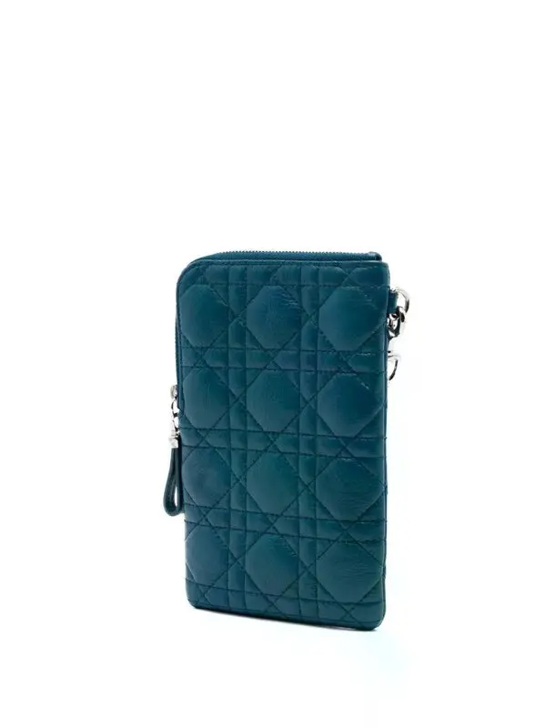 Dior 2020 Supple Calfskin Cannage Caro Multifunctional Pouch Crossbody Bag - Blue