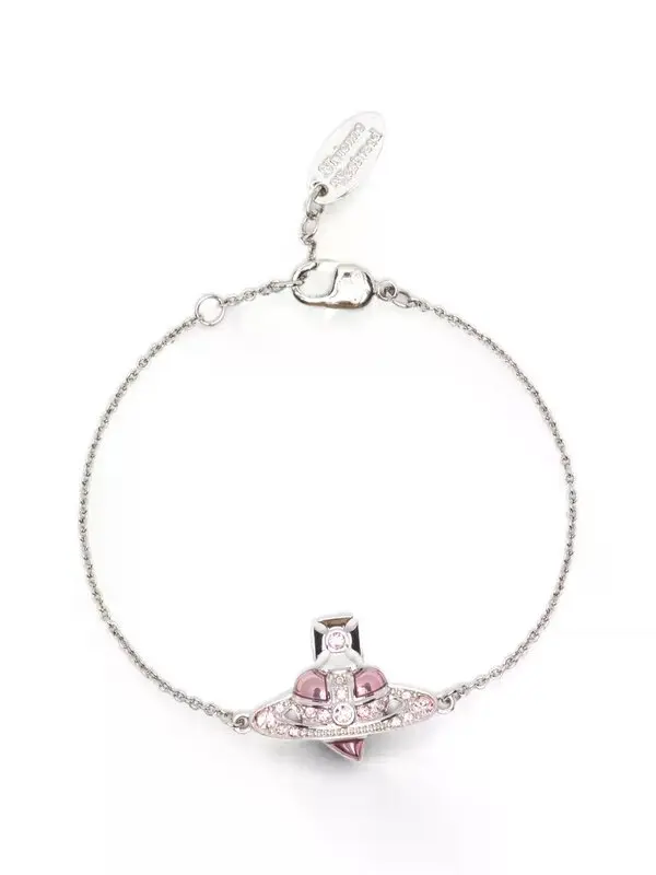 VIVIENNE WESTWOOD Diamante Heart Orb Plaque Bracelet - Silver