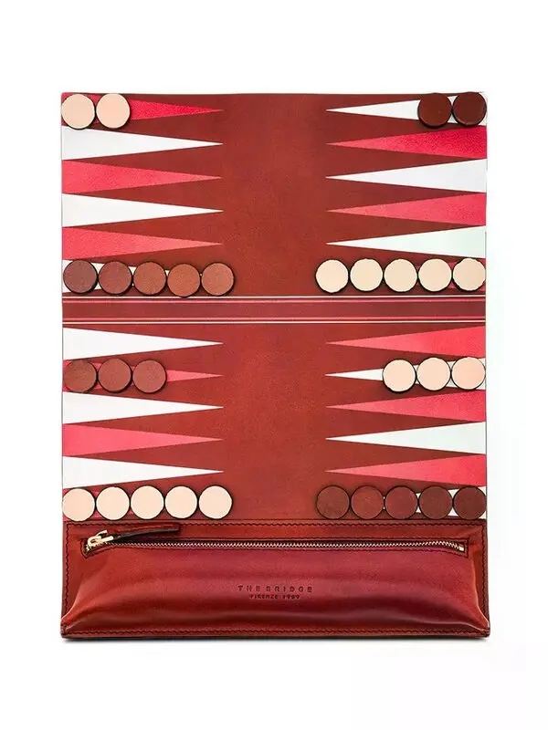 THE BRIDGE Leather Roll-up Backgammon Set