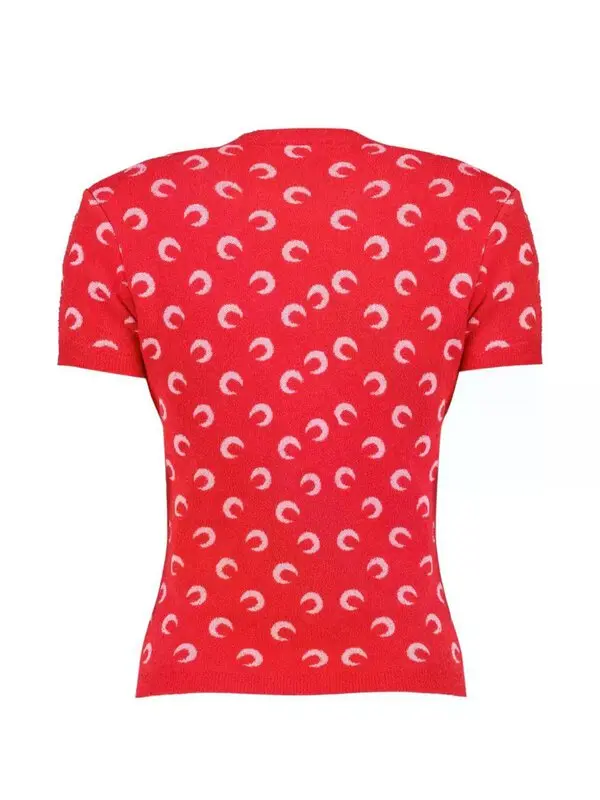 MARINE SERRE Bouclé Texture Moon Logo T-shirt - Red