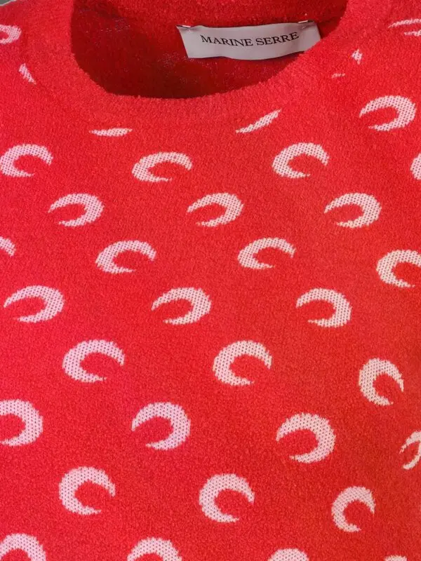 MARINE SERRE Bouclé Texture Moon Logo T-shirt - Red