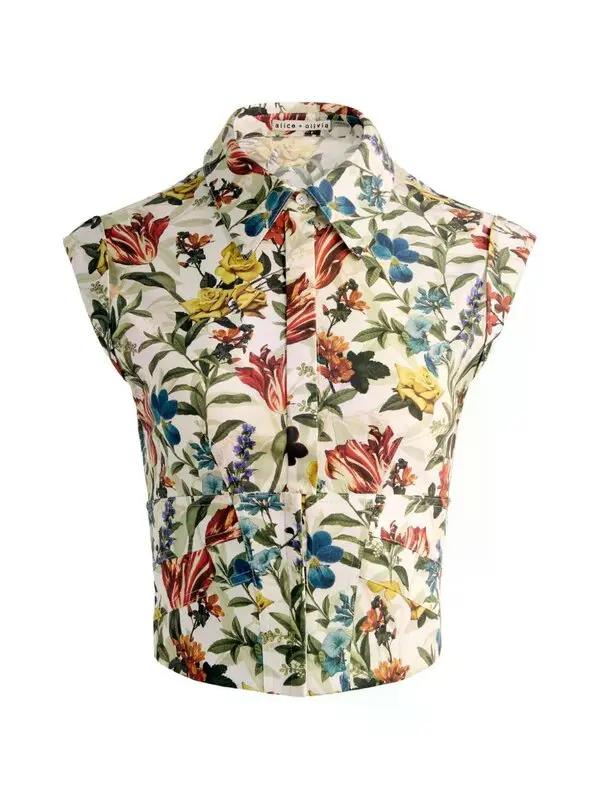 Alice + Olivia Kim Floral-print Corset Top - Neutrals