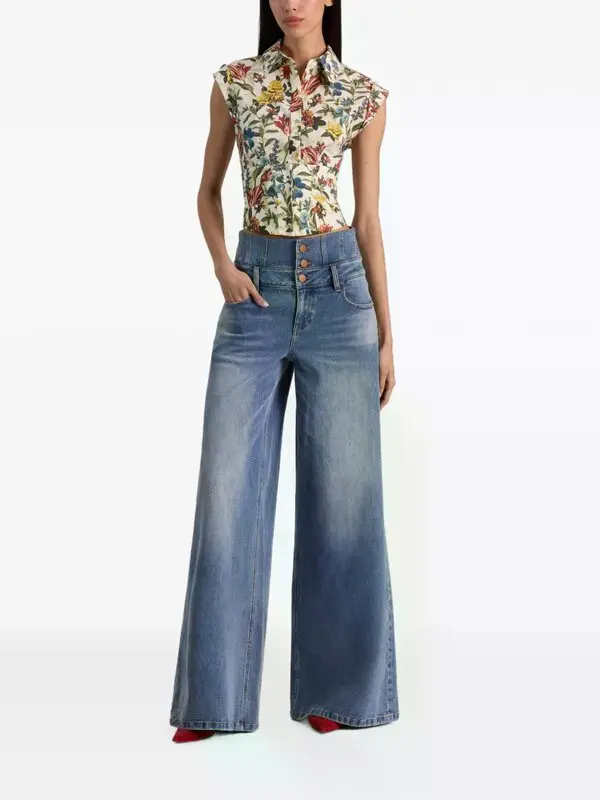 Alice + Olivia Kim Floral-print Corset Top - Neutrals
