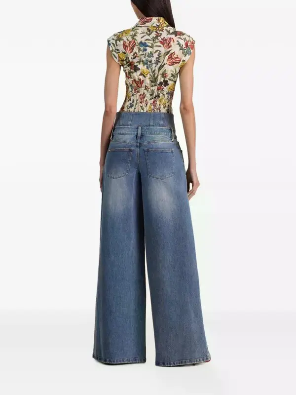 Alice + Olivia Kim Floral-print Corset Top - Neutrals