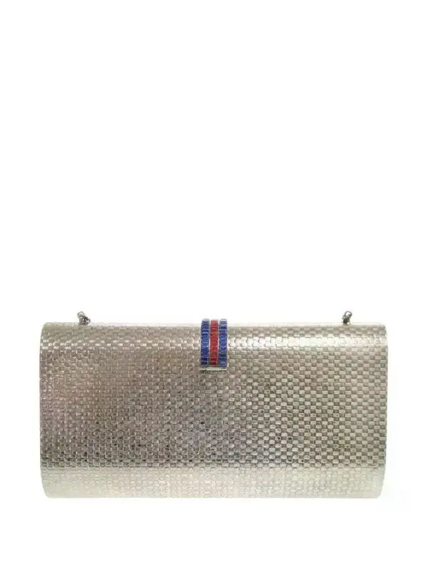 Gucci Brass Crystal Web Buckle Chain Shoulder Bag