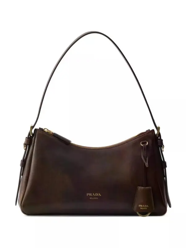 Prada Aimée Medium Leather Shoulder Bag - Brown