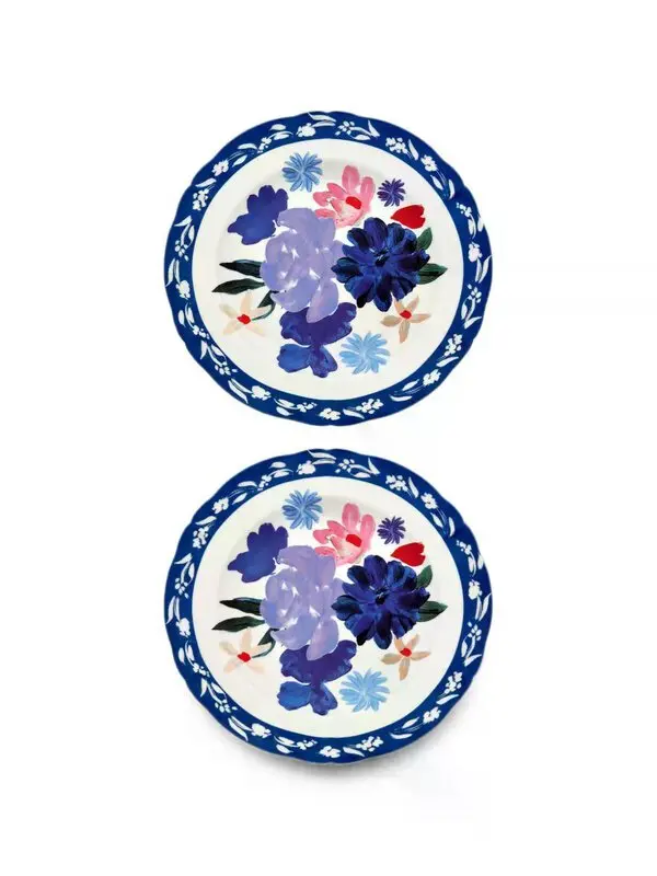 BITOSSI HOME Floral-print Scalloped-edge Plates