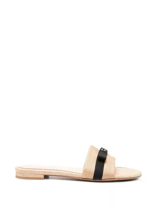 GIANVITO ROSSI Woven Slides With Bow Detail