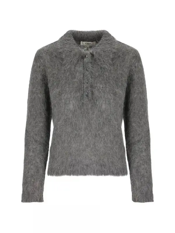 Chloé Brushed Finish Polo Shirt - Grey