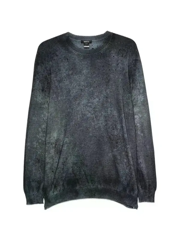 Avant Toi Distressed Effect Acid Wash Sweater - Blue