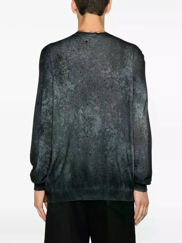 Avant Toi Distressed Effect Acid Wash Sweater - Blue
