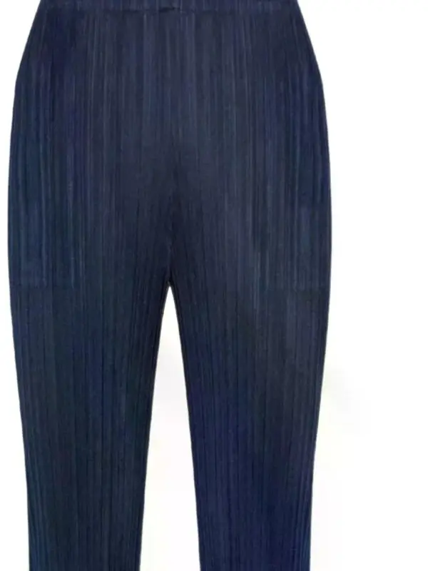 Issey Miyake Navy Plissé Effect Trousers