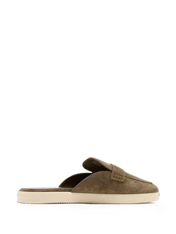 Tory Burch Suede Slip-on Mules With Gold-tone Logo Plaque - Brown