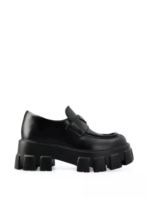 Prada Monolith Brushed Leather Loafers