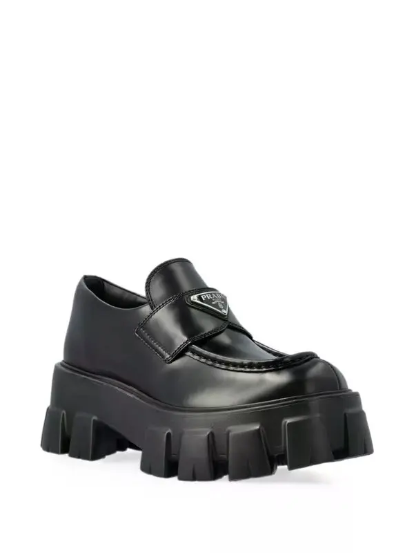 Prada Monolith Brushed Leather Loafers