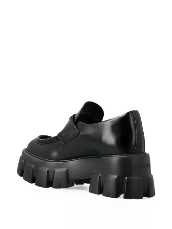 Prada Monolith Brushed Leather Loafers