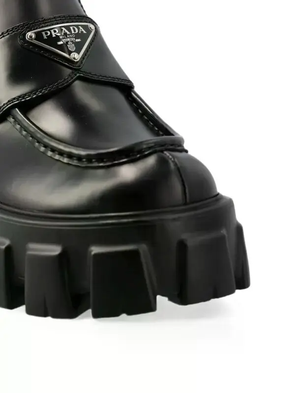 Prada Monolith Brushed Leather Loafers