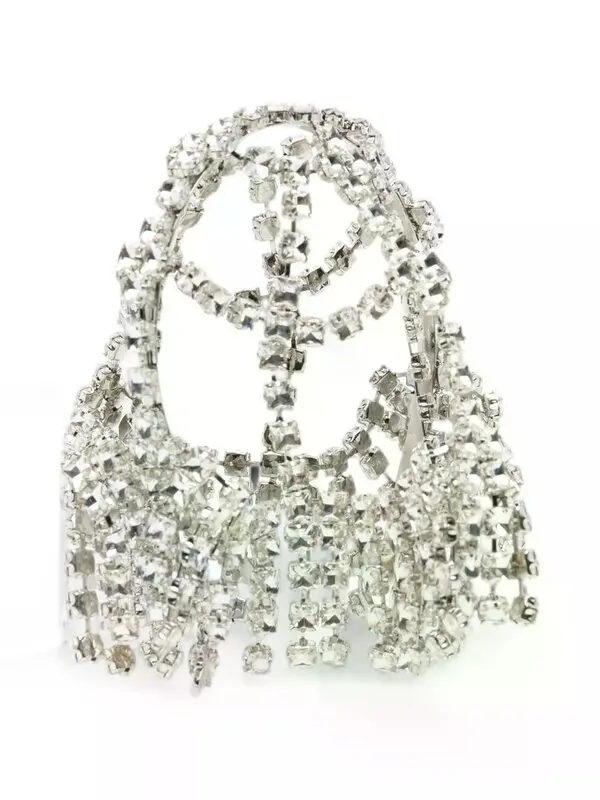 Patrizia Pepe Crystal-embellished Fringed Head Accessory - Silver