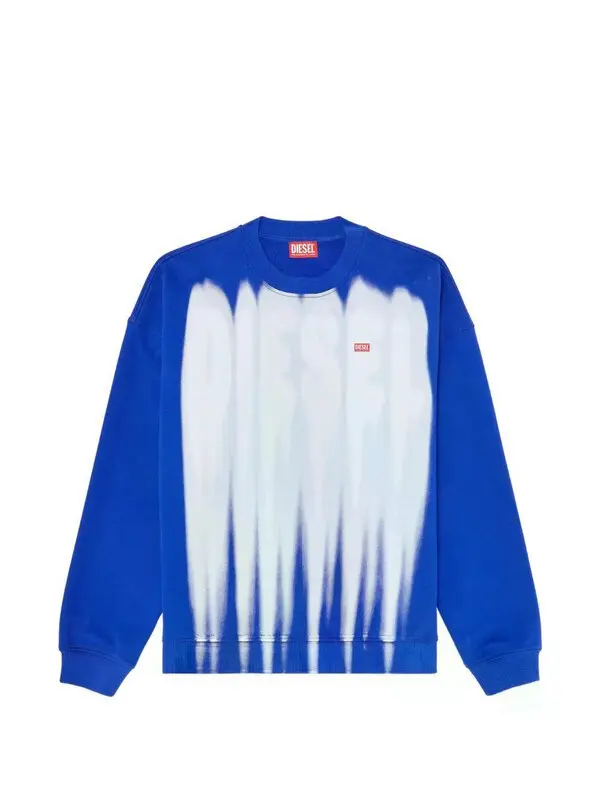 DIESEL® S-boxt-aa1 Cotton Sweater With Logo Print - Blue